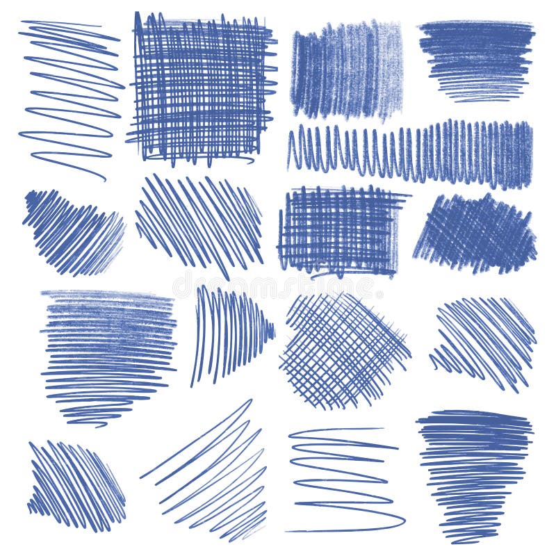 Pencil Strokes Set, Different Scribbles Isolated on White Stock ...
