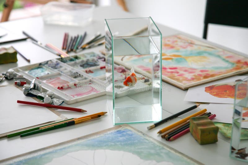 Pencil on the Table for Painting Work. Stock Photo - Image of design ...