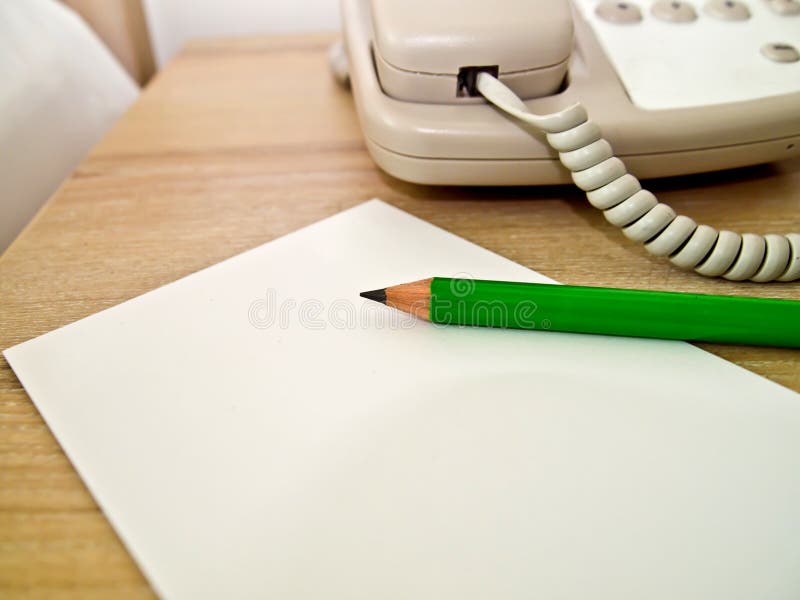 Pencil Telephone and Note Pad Stock Photo - Image of notepad, phone ...