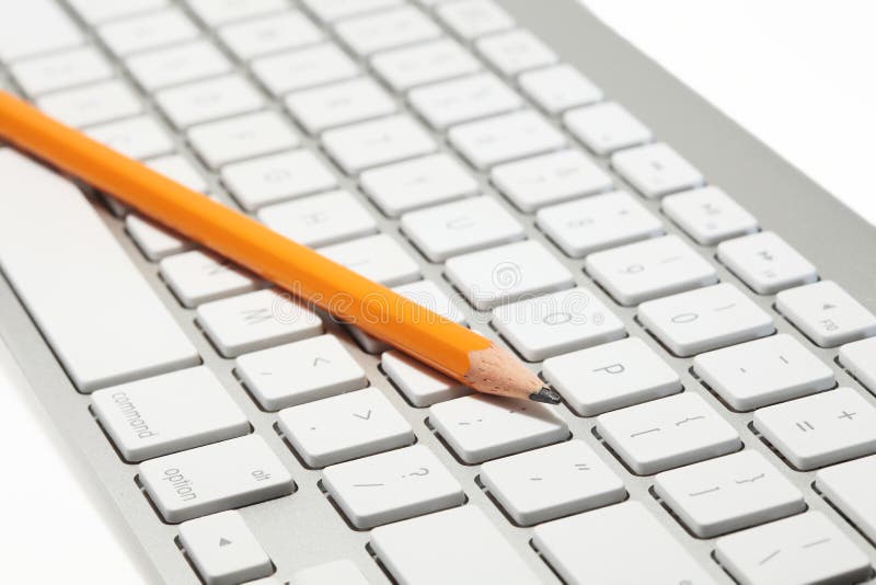 Pencil on Top of a Computer Keyboard Concept Stock Photo - Image of ...