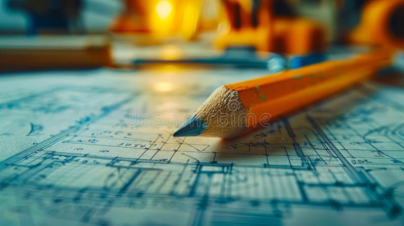 A Pencil on Top of a Construction Blueprint Stock Photo - Image of ... A Pencil on Top of a Construction Blueprint Stock Photo - Image of ...