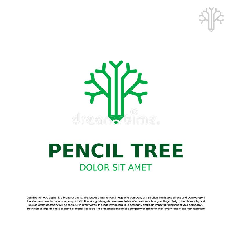 Pencil Tree Logo Vector Design Template Illustration Stock Vector ...