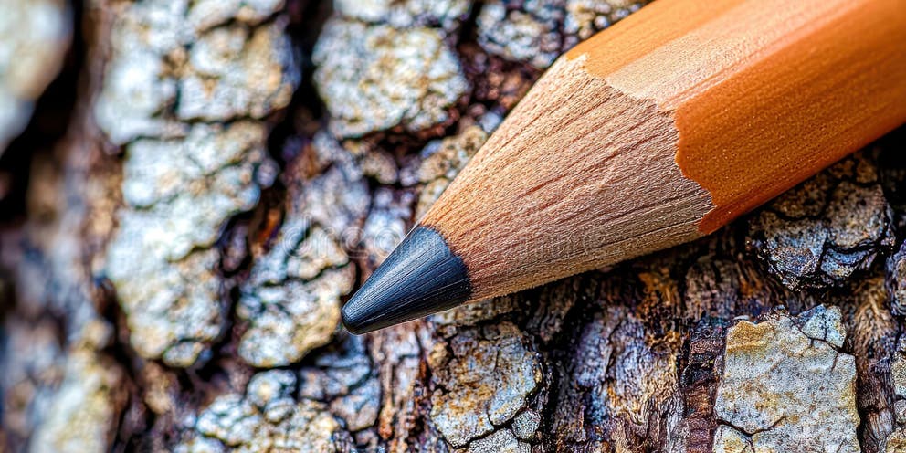 A Pencil is on a Tree Trunk Stock Image - Image of pencil, black: 394291545