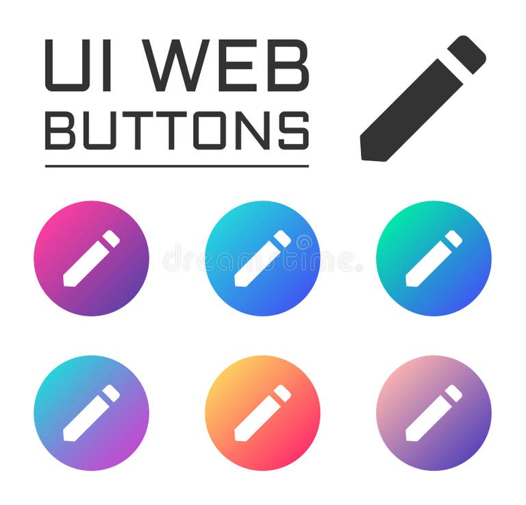 Pencil Ui Web Button. Vector Icons Stock Vector - Illustration of ...