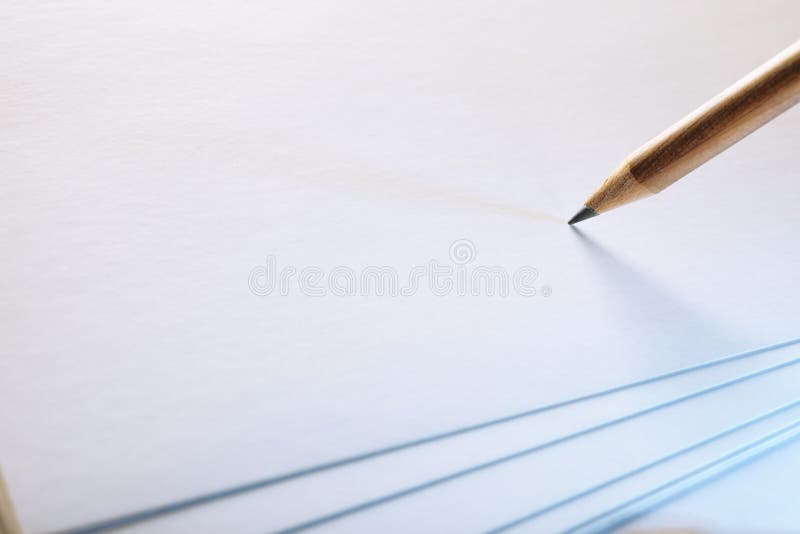 Pencil on white paper stock image. Image of note, paper - 31189485