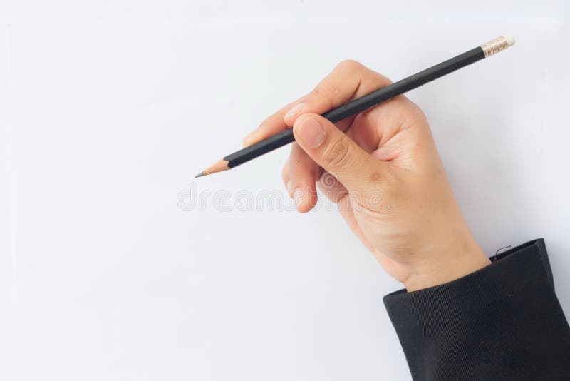 Pencil in Women Hand Writing on Paper. Stock Image - Image of business ...