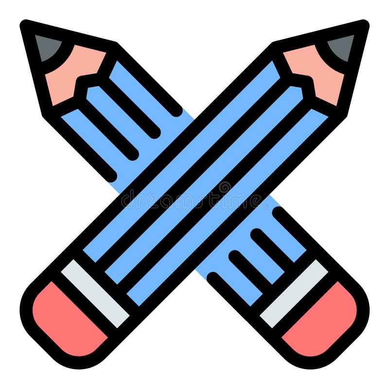 Pencil Work in Progress Icon Flat Line Style Illustration Representing ...