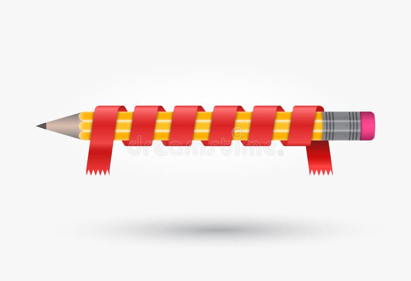 Pencil Wrapped in Red Ribbon Stock Vector - Illustration of paper ...