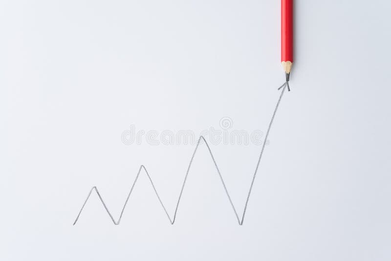 Pencil Write Chart Graph Swing Growing with Arrow Trend Rise Up on ...
