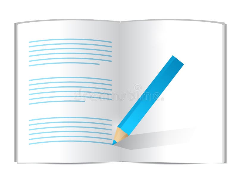 Pencil Writing on a Book. Illustration Design Stock Illustration ...