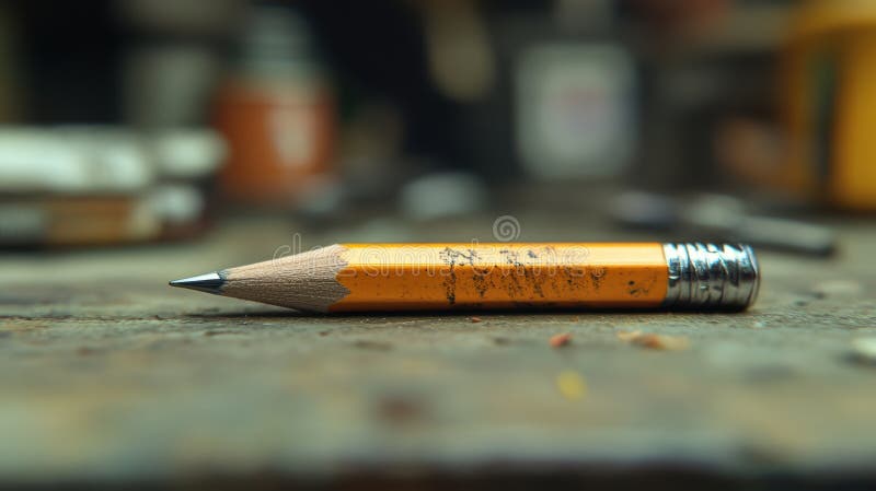 A Pencil with Writing on it Laying on a Table Stock Illustration ...
