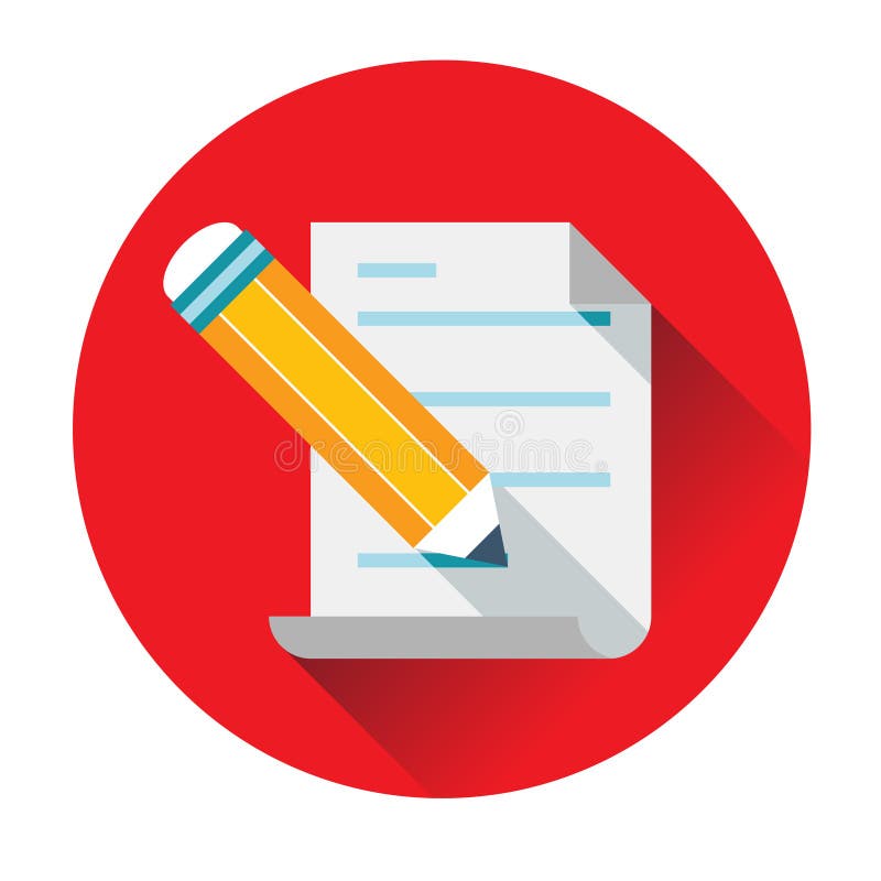 Pencil Writing Text on Paper Icon Stock Vector - Illustration of list ...