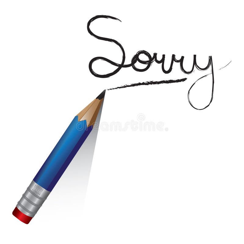 A Pencil Writing the Word Sorry. Vector Illustration Decorative ...