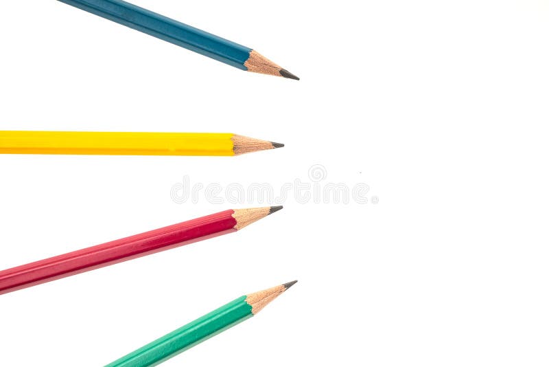 Pencil Yellow, Red, Blue, Greenisolated White Background Stock Photo ...