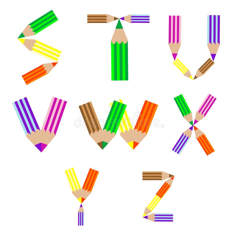 Pencils alphabet J-R stock vector. Illustration of design - 12519403