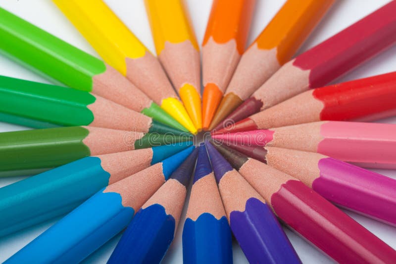 Pencils Arrange in Color Wheel Stock Photo - Image of brown, closeup ...