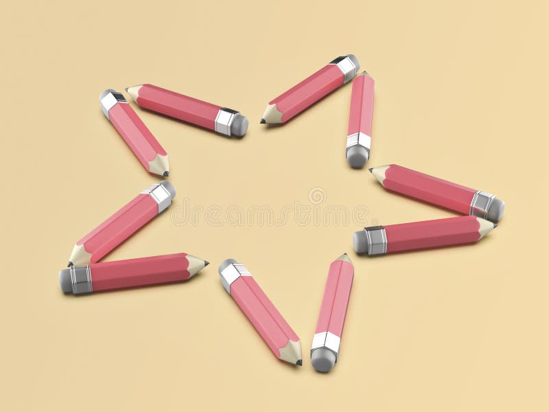 Pencils Arranged in a Shape of Star Stock Illustration - Illustration ...