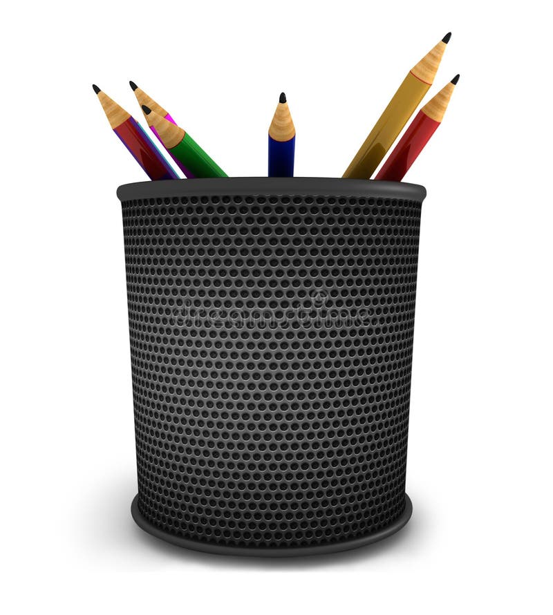 Pencils in bucket stock illustration. Illustration of pencil - 3900020