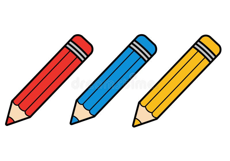 3 pencils clipart stock vector. Illustration of stationery - 362856331