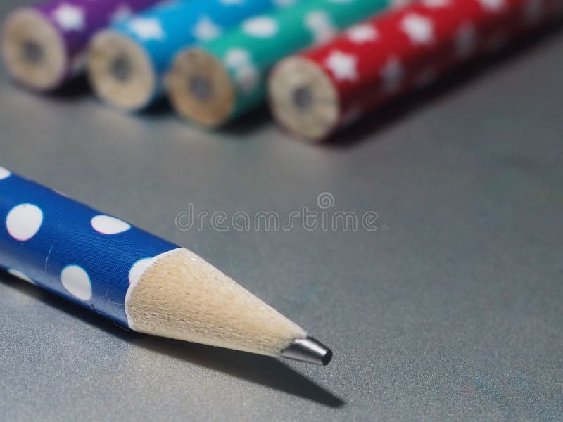 Pencils in Close Up on Silver Background Stock Photo - Image of ...