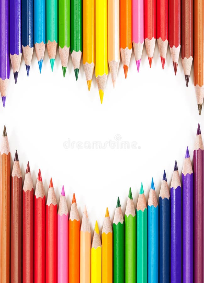 Coloured Pencils Heart Shape Stock Photo - Image of create, arrange ...