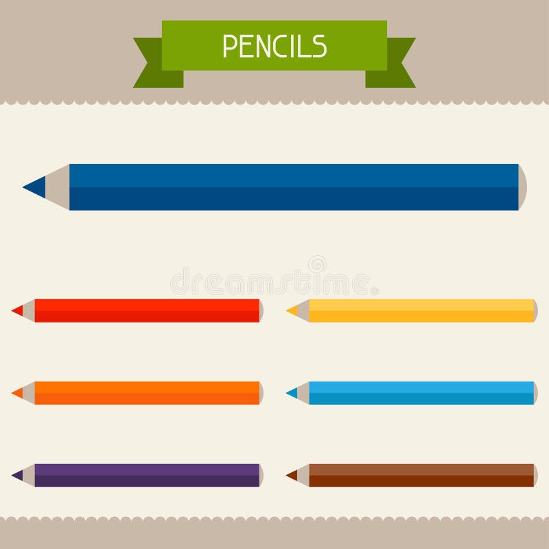 Pencils Colored Templates for Your Design in Flat Stock Vector ...