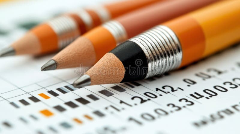 Pencils on Data Sheet stock illustration. Illustration of report ...