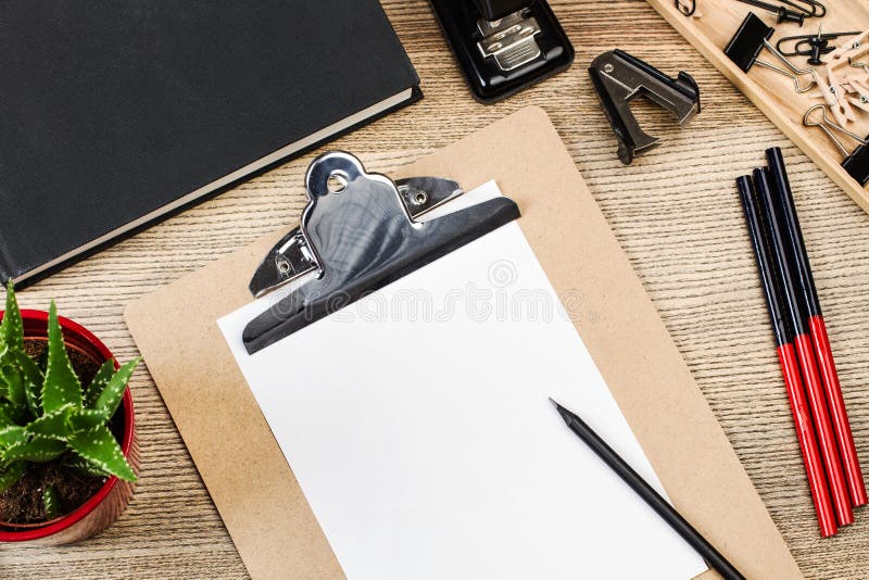 Pencils, Folder and Other Office Stuff Stock Image - Image of cactus ...