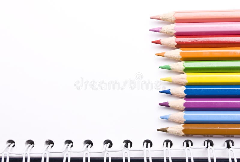Pencils and notebook stock image. Image of assortment - 22756977