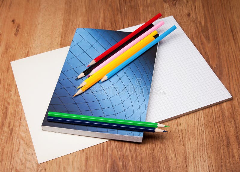 Pencils and notebook stock image. Image of natural, white - 26068407