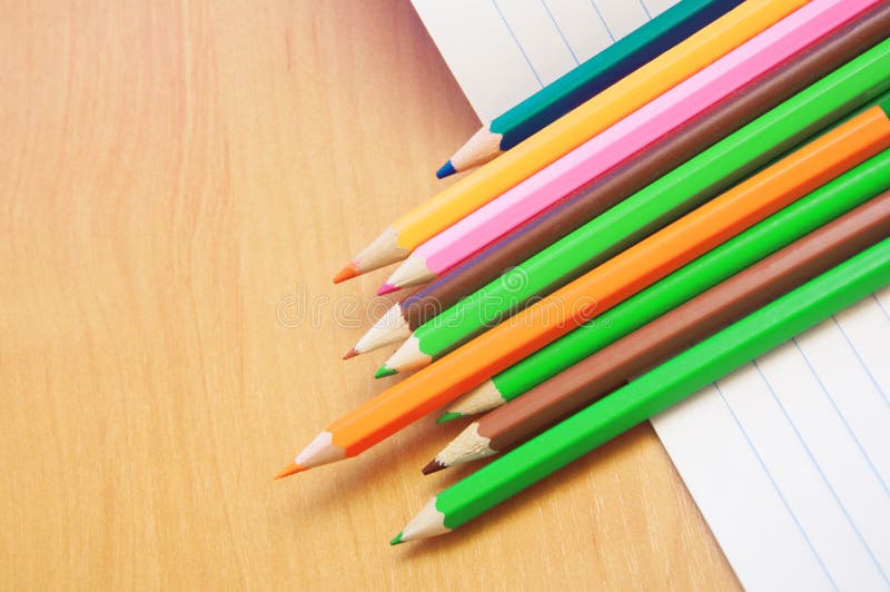 Pencils on notebook stock image. Image of page, pencil - 50473069