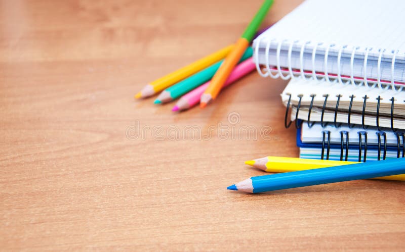 Pencils and notebooks stock image. Image of drawing, pencil - 57826621