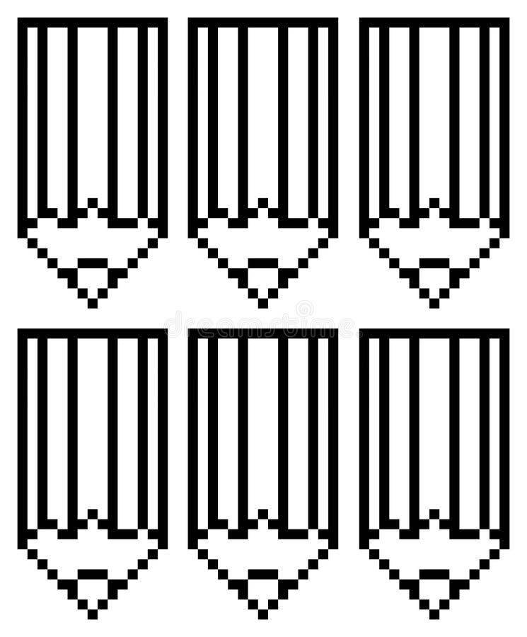 Pixel Pencils and Pens Detailed Illustration Isolated Vector Stock ...