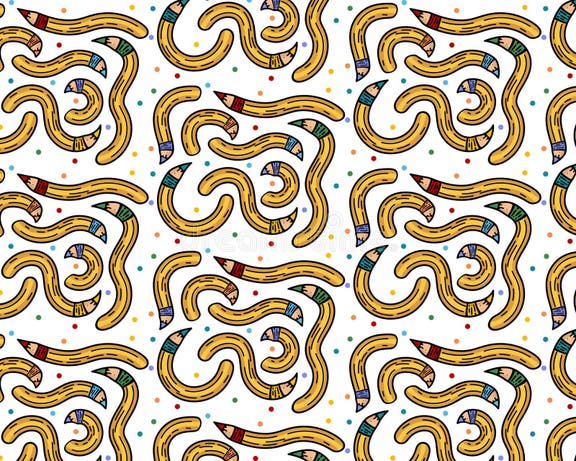 Pencils Pattern with an Educational Theme. Cartoon Style Stock Vector ...