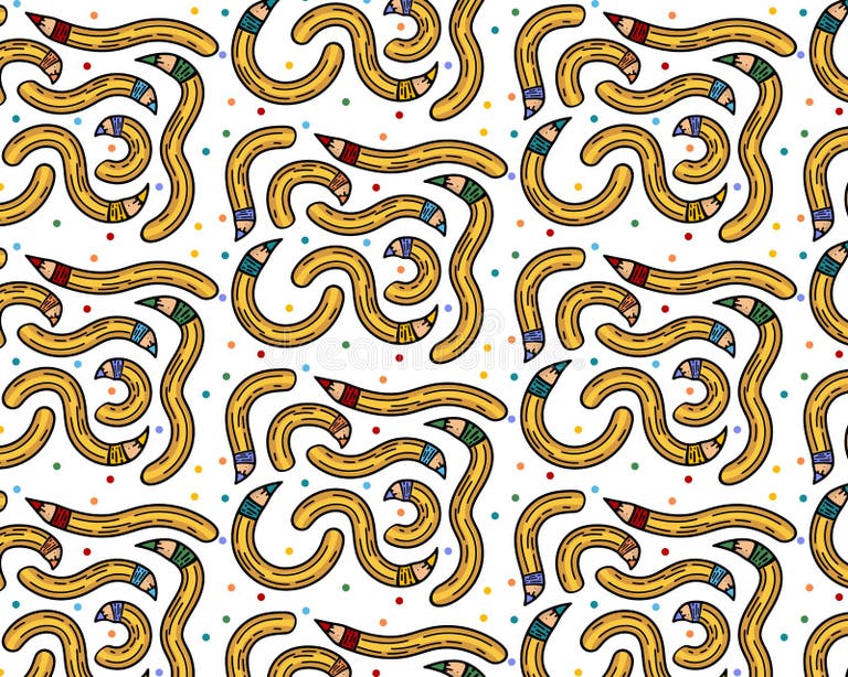 Pencils Pattern with an Educational Theme. Cartoon Style Stock Vector ...