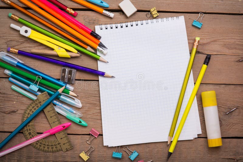 Pencils and Pens Student with a Notebook Stock Photo - Image of ...