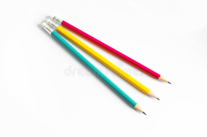 Pencils Red Yellow Green , Three Pencils on White Background , Pencils ...