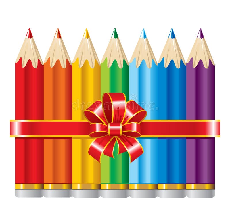 Pencils with Ribbon stock illustration. Illustration of cutout - 29922685