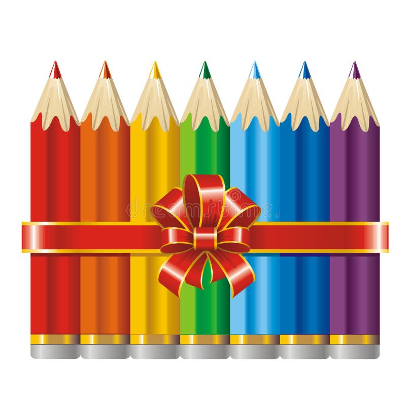 Pencils with a Ribbon and Bow (vector) Stock Vector - Illustration of ...