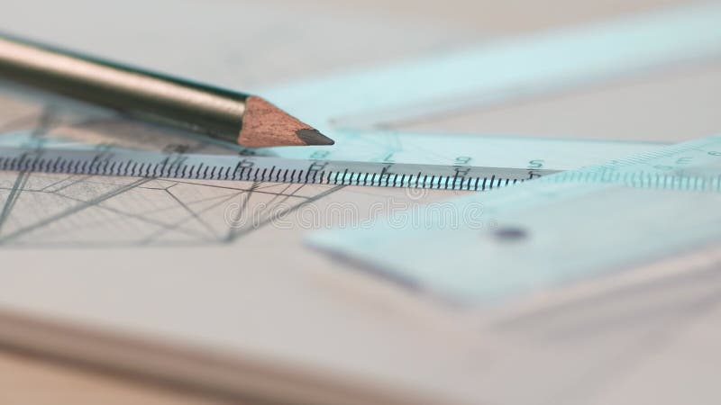 Pencils and a Ruler Rest Atop a Blueprint. Stock Footage - Video of ...