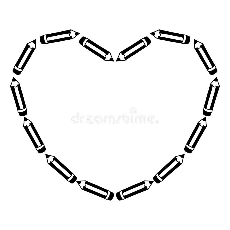 Pencils in Shape of Heart. Artistic Stationery with Empty Space for ...