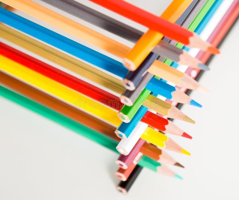 Pencils Stacked in Log House Stock Photo - Image of gradation ...