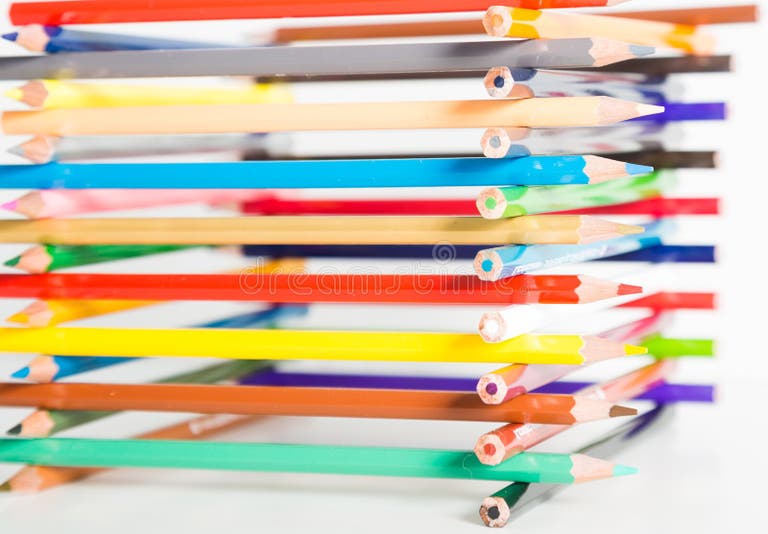 Pencils Stacked in Log House Stock Photo - Image of multicolored ...