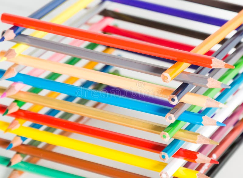 Pencils Stacked in Log House Stock Photo - Image of gradation ...