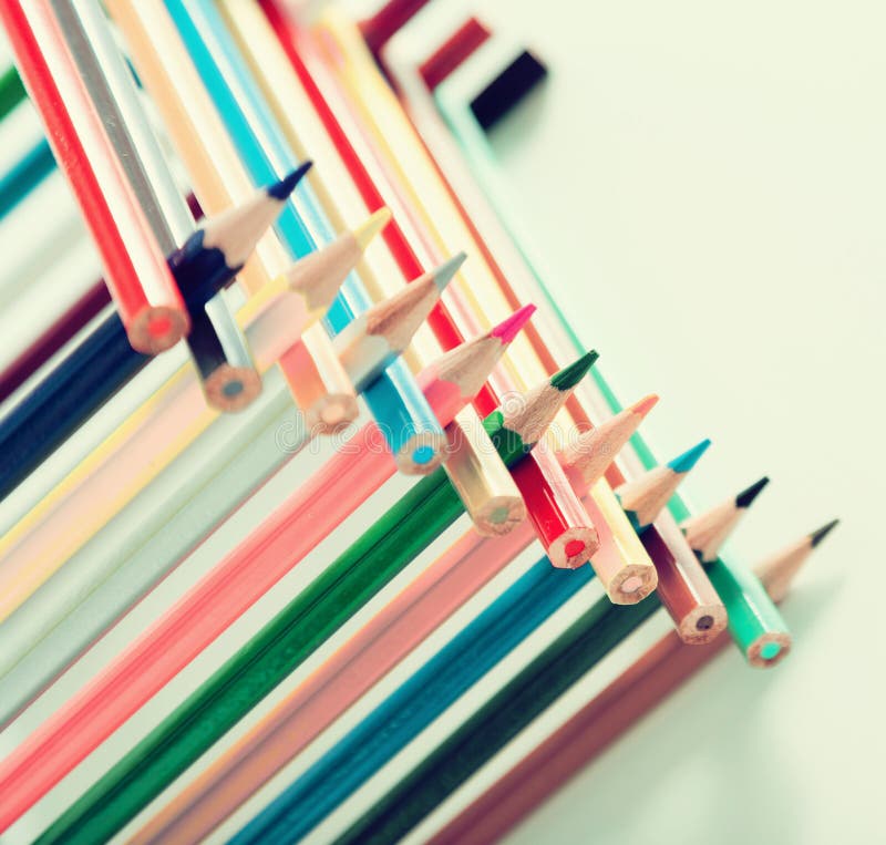 Pencils Stacked in Log House Stock Photo - Image of gradation ...