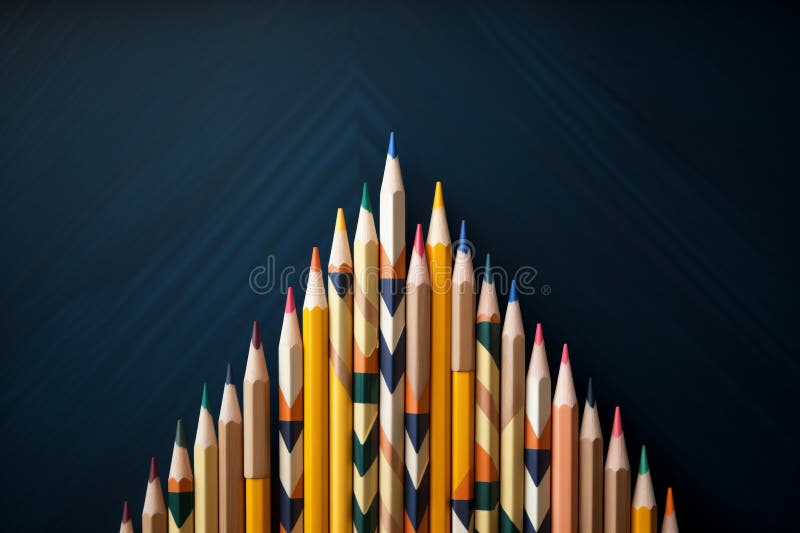 Pencils Stacked in Pyramid Pattern on a Dark Surface Stock Image ...