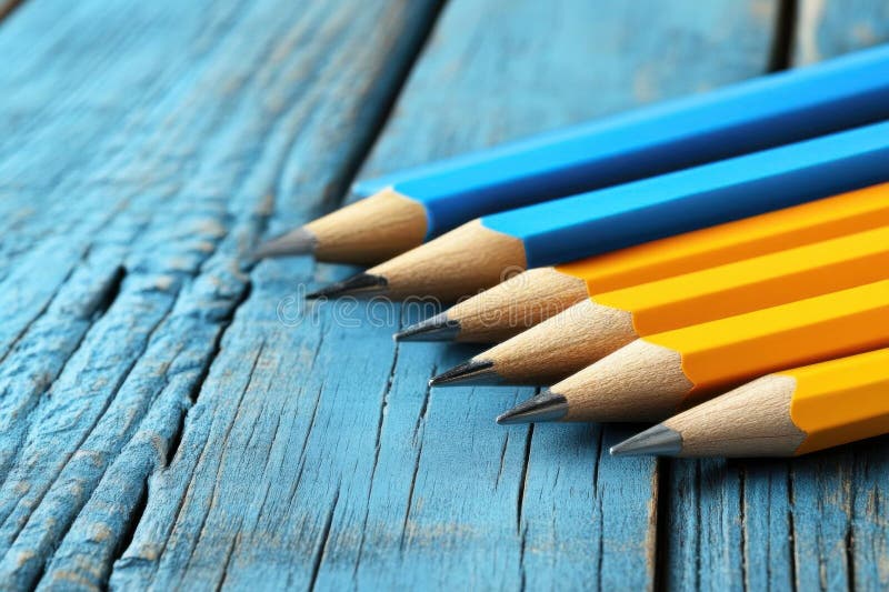 Pencils on Wooden Table Show Art Supply, Create with School Objects and ...