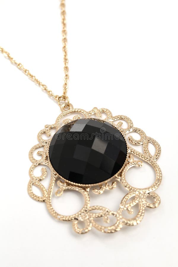 Pendant of Black Gem with Chain Stock Image - Image of detail, chains ...