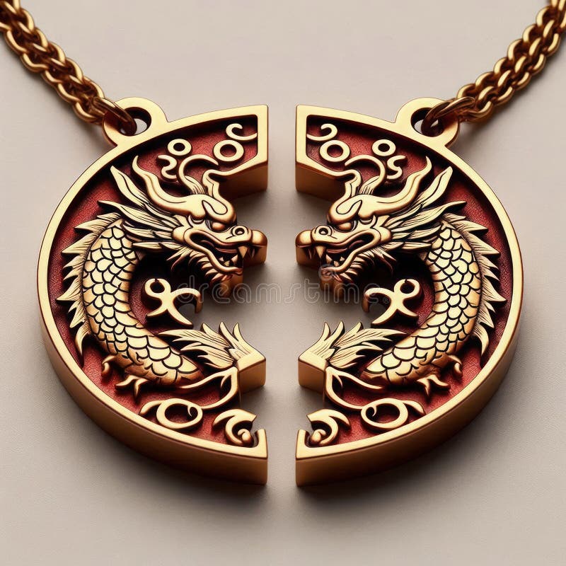 A Pendant in the Form of a Split Dragon on a Chain. Stock Photo - Image ...