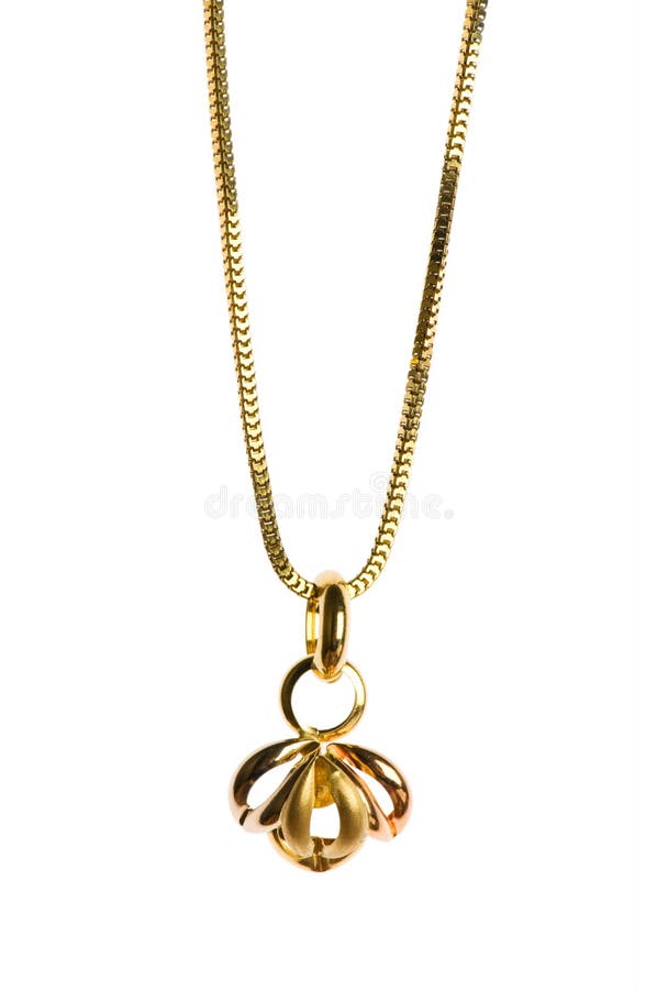 Pendant on Golden Chain Isolated Stock Image - Image of gift, bead: 6781077